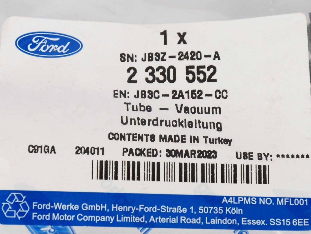 PRZEWÓD RURKA PODCIŚNIENIA SERWA RANGER 19- _ 2330552 _ JB3C-2A152-CC ...