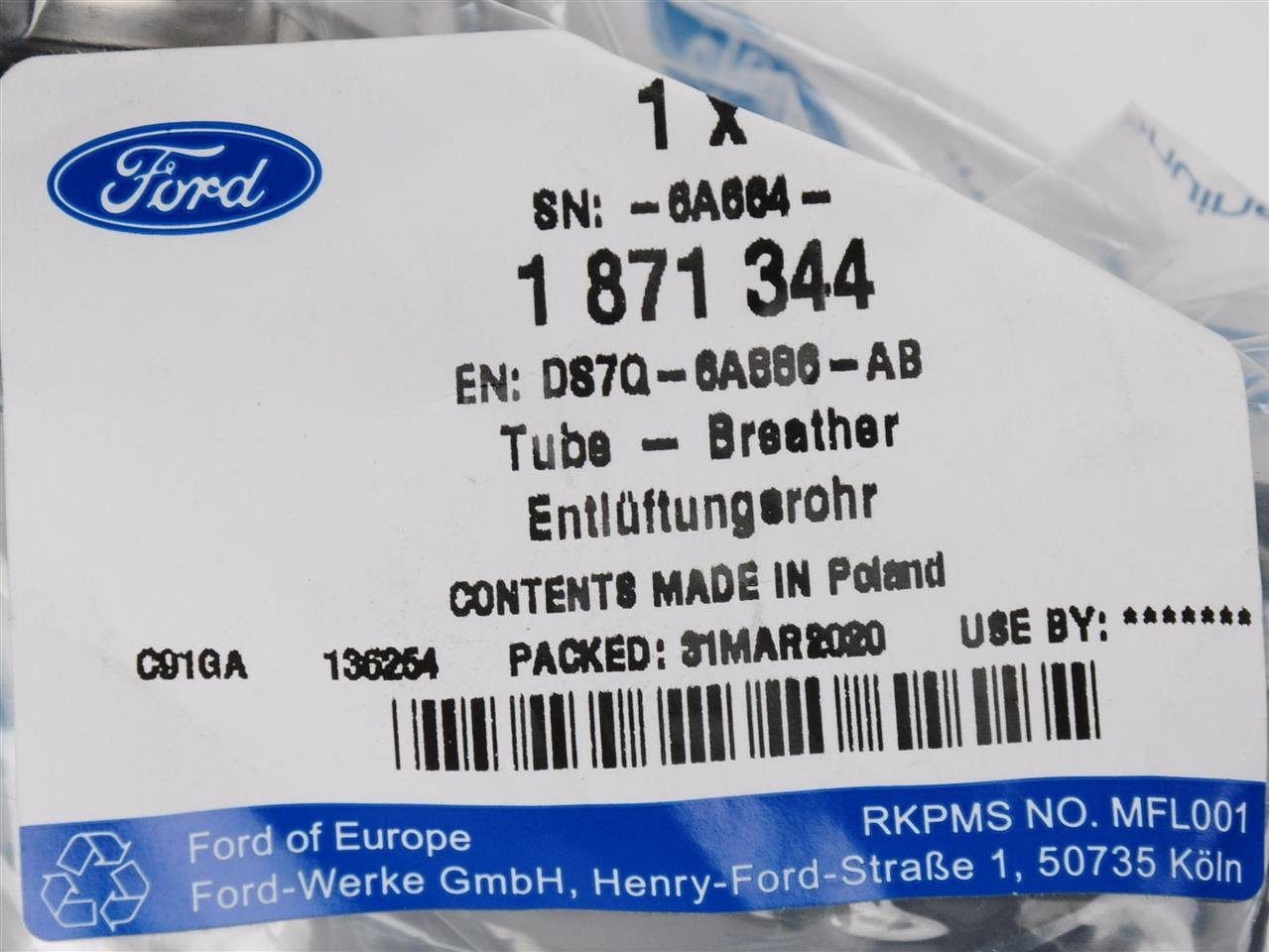 RURKA PRZEWÓD ODMY 2.0 DURATORQ EDGE KUGA S-MAX _ 1871344 _ DS7Q-6A886 ...