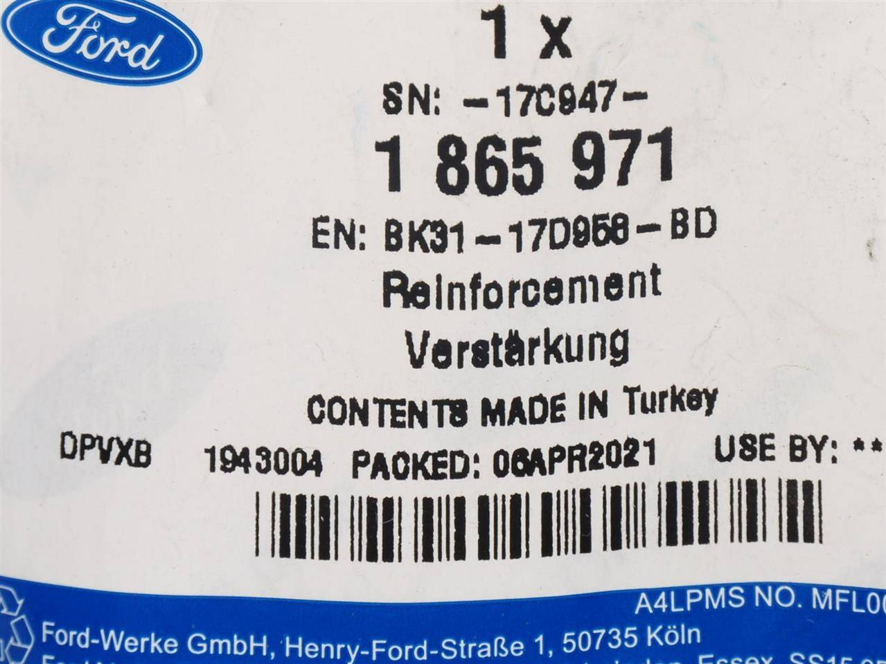 ŚLIZG PRAWY ZDERZAKA GÓRNEGO PRZÓD TRANSIT 14- 19- _ 1865971 _ BK31 ...