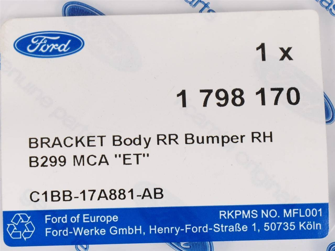 ŚLIZG PRAWY ZDERZAKA TYŁ FIESTA 2008-12 2012-17 _ 1798170 _ C1BB-17A881 ...