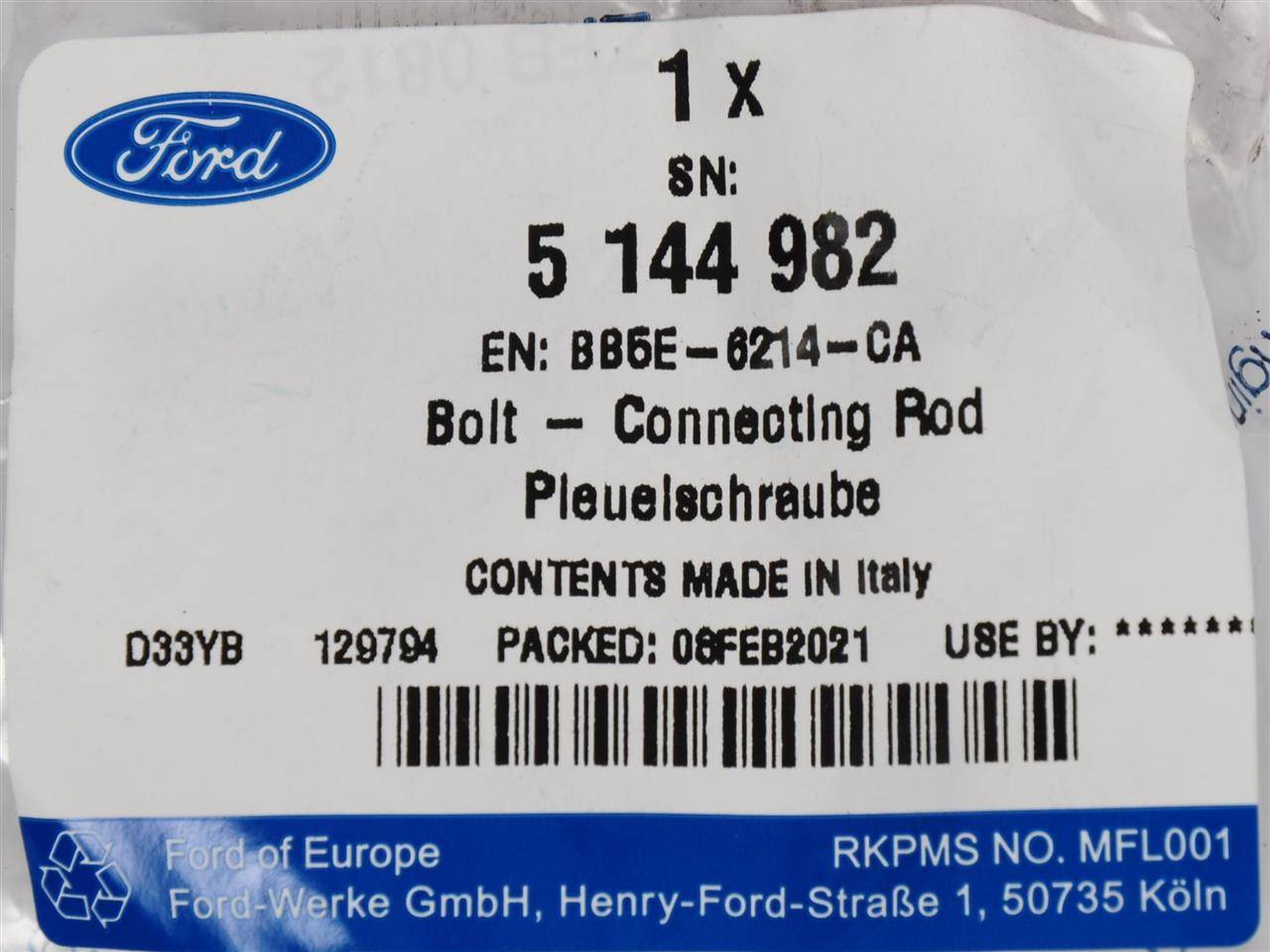 ŚRUBA KORBOWODU 2.0 EB ESCAPE USA MUSTANG EDGE 15- _ 5144982 _ BB5E ...