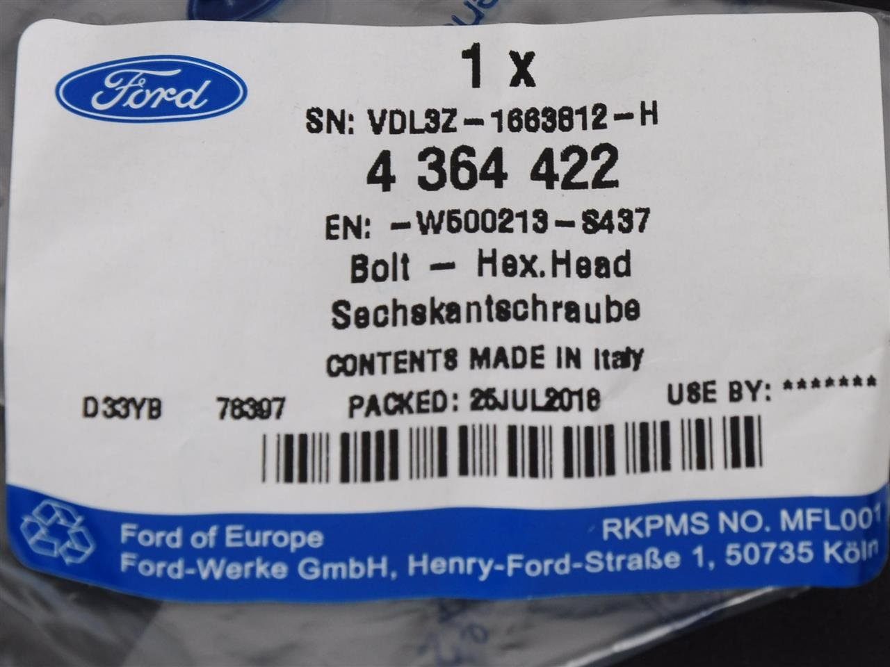 ŚRUBA M6 X 16MM INTERCOOLERA FOCUS MONDEO C-MAX _ 4364422 _ W500213 ...