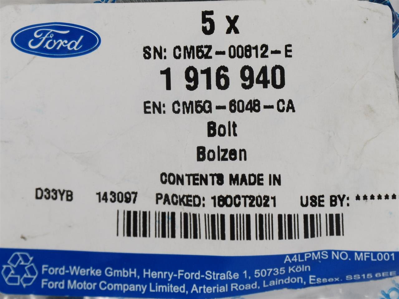 ŚRUBA M6X60MM OBUDOWY ROZRZĄDU 1.0 EB FOCUS FIESTA _ 1916940 _ CM5G-6048-CA _ CM5Z-00812-E ...