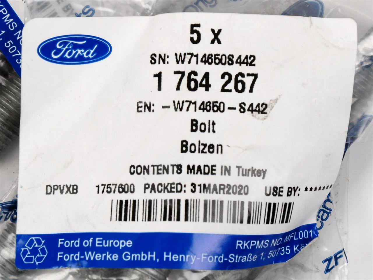 ŚRUBA PRZEDNIEJ PISATY CUSTOM 12- TRANSIT 14- /19- _ 1764267 _ W714650 ...