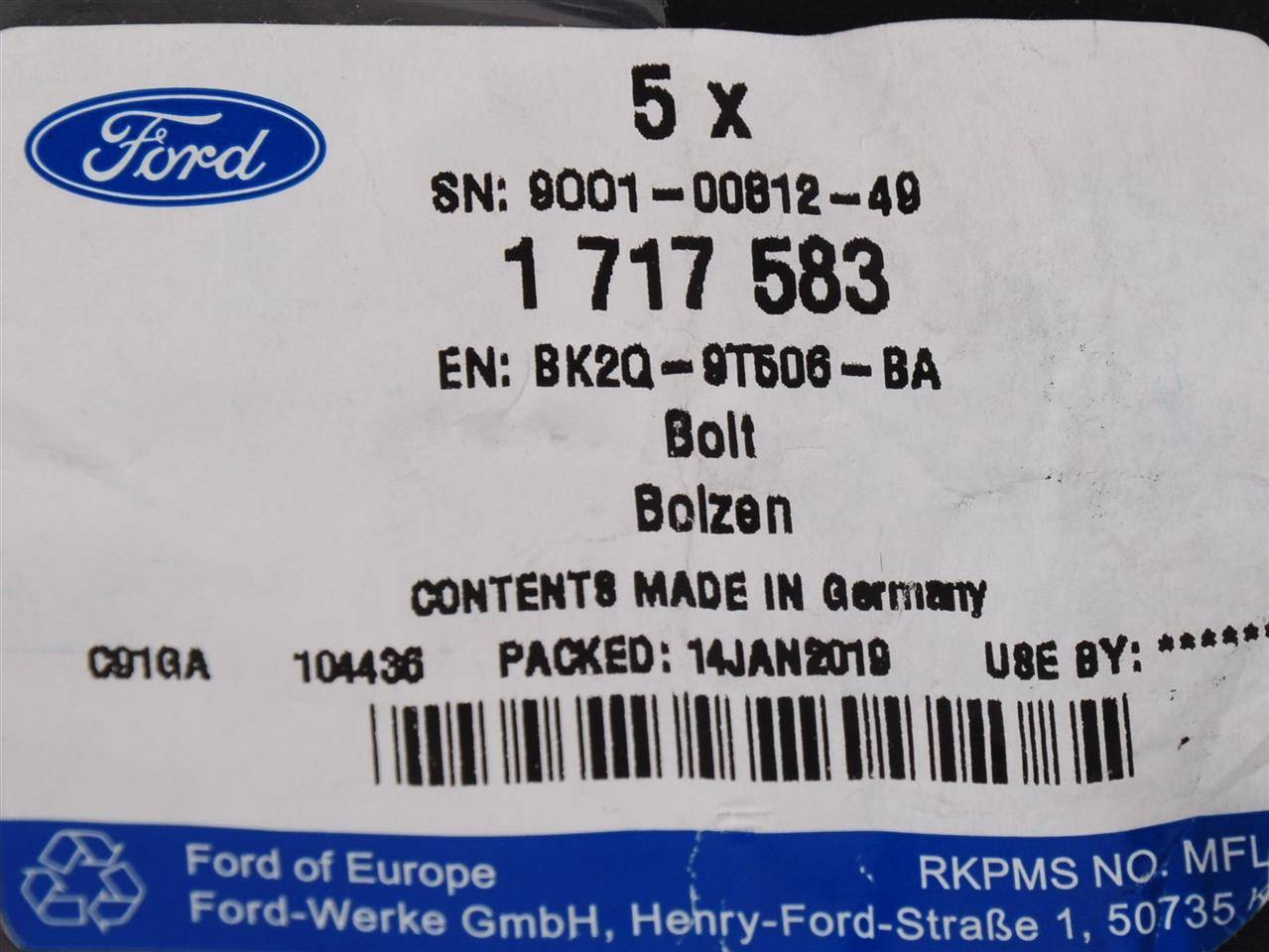 ŚRUBA WTRYSKIWACZA M7 X 67MM 2.2 3.2 DURATORQ TC _ 2704322 _ BK2Q-9T506 ...