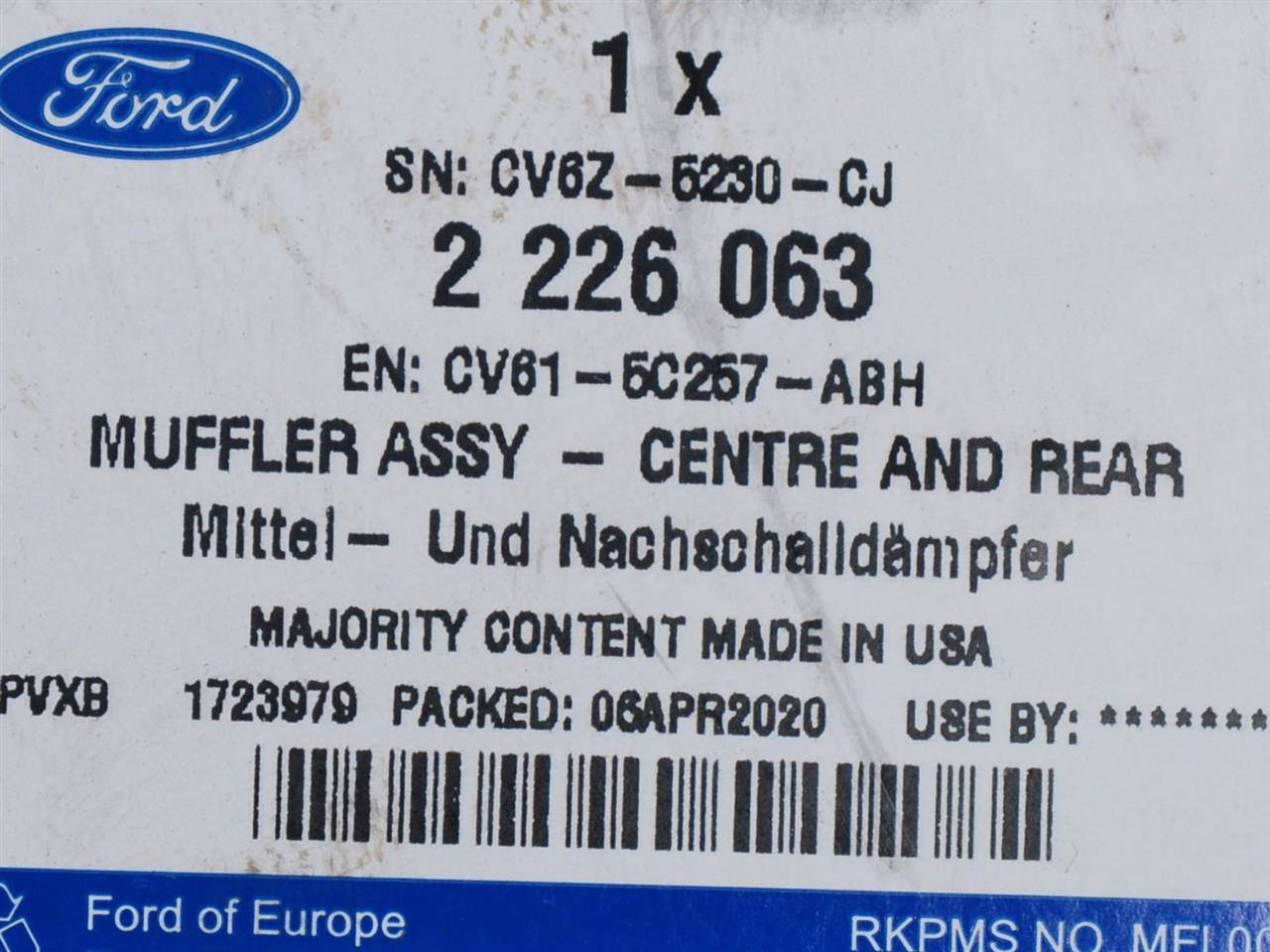 TŁUMIK ŚRODKOWY KUGA ESCAPE USA 2.0 EB 2.5 I4 16V _ 2226063 _ CV61 ...