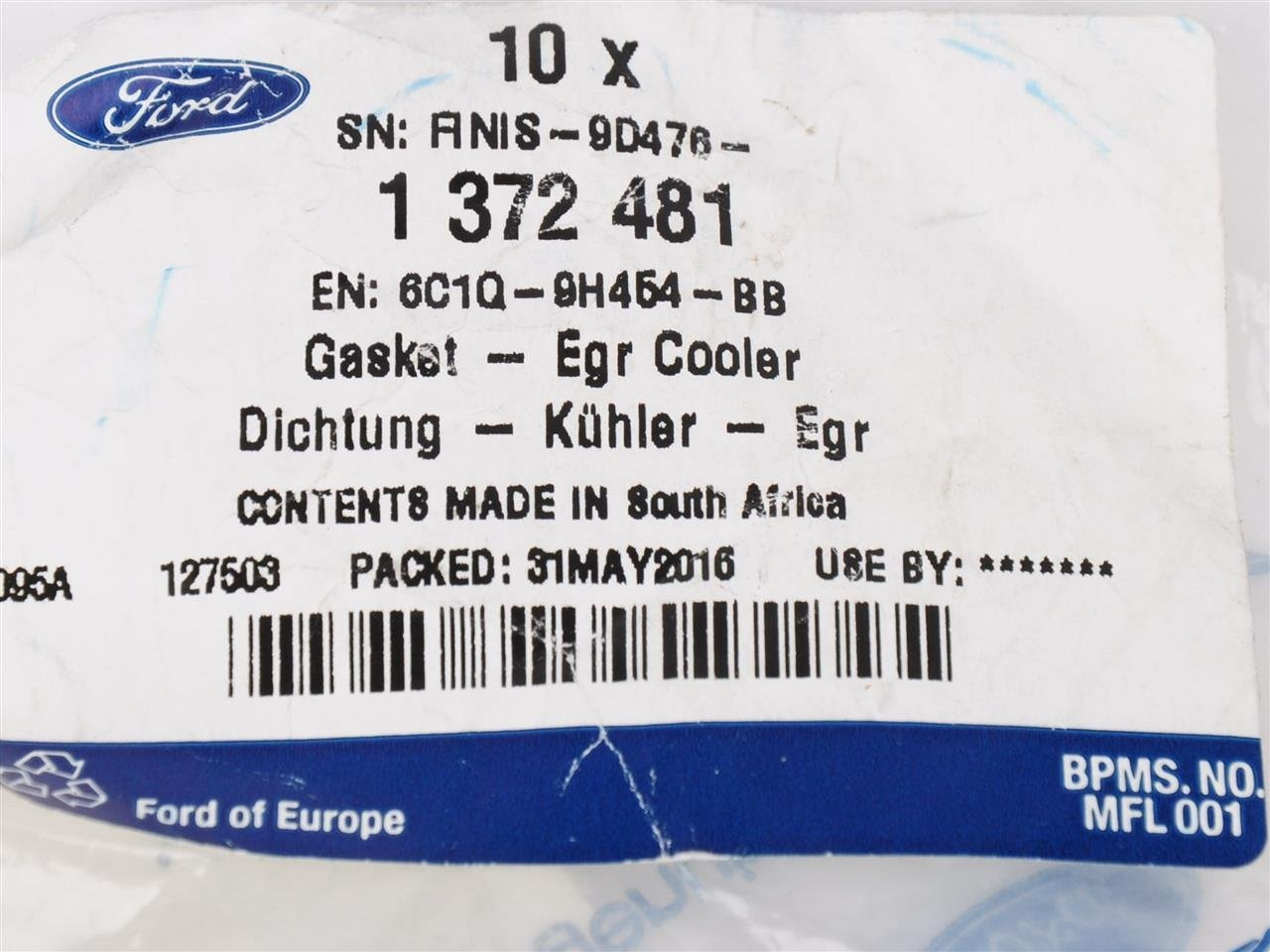 USZCZELKA CHŁODNICY EGR 2,2 2,4 TDCI TRANSIT 06-14 _ 1372481 _ 6C1Q ...