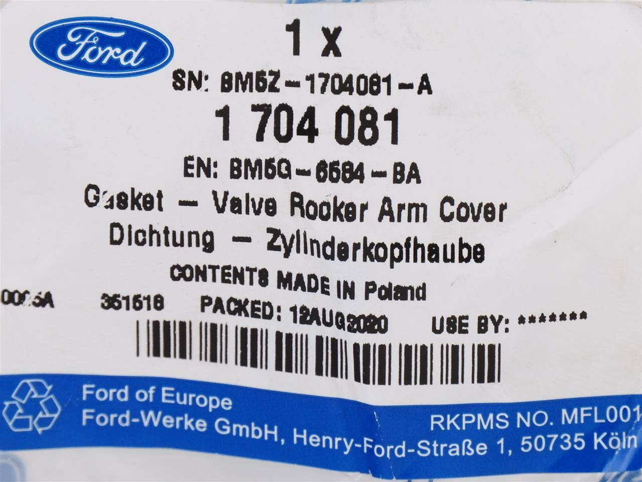 USZCZELKA POKRYWY ZAWORÓW 1.6 ECOBOOST _ 1704081 _ BM5G-6584-BA _ BM5Z ...