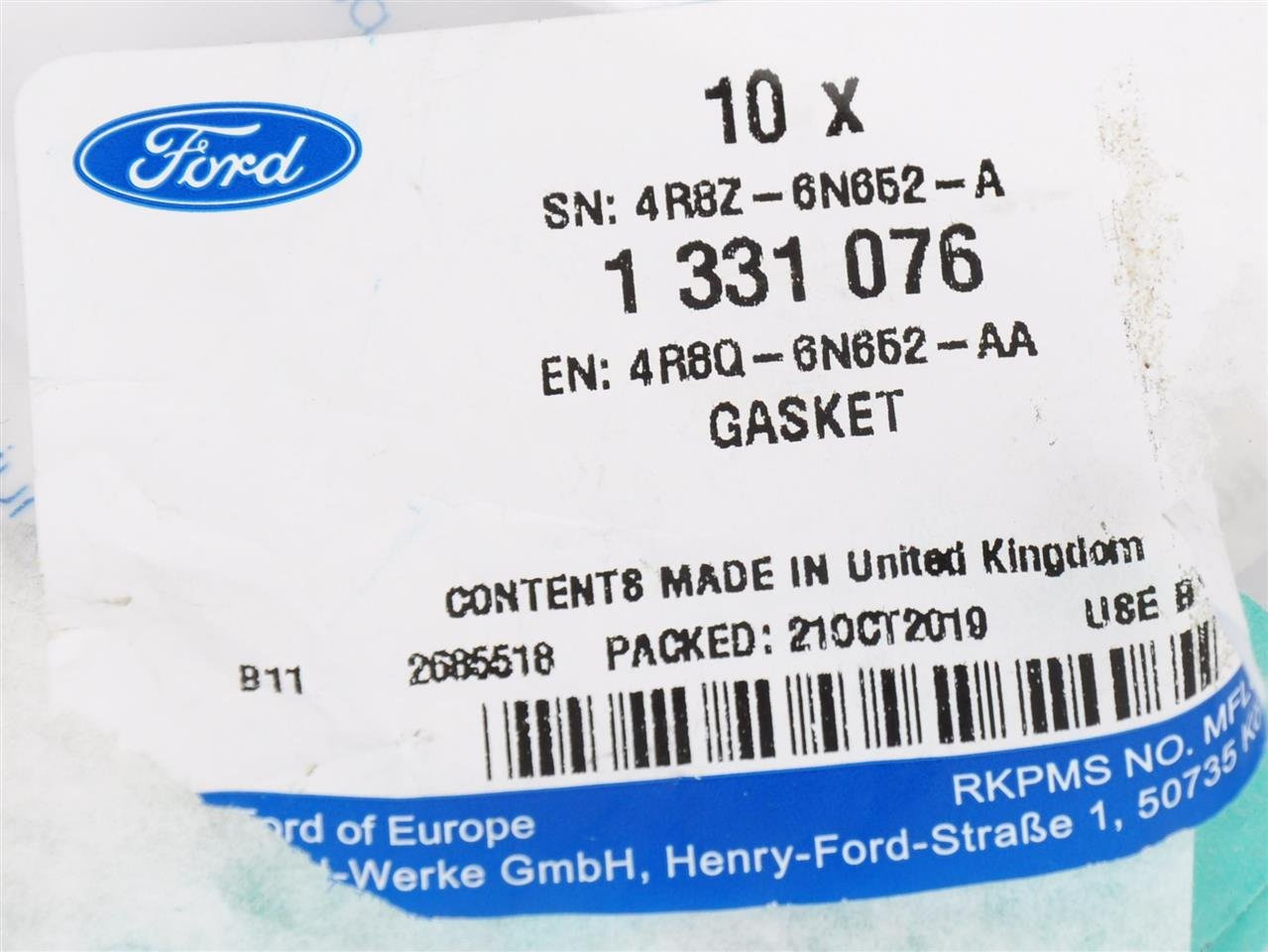 USZCZELKA TURBOSPRĘŻARKI ECOSPRT FIESTA TRANSIT _ 1331076 _ 4R8Q-6N652 ...