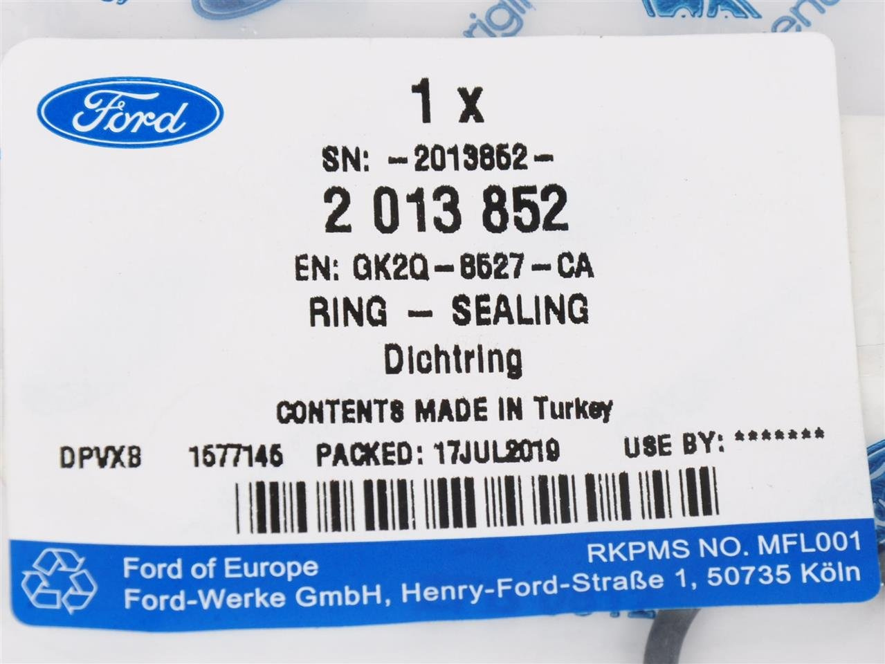 USZCZELKA ZŁĄCZA WODY TRANSIT 19- MONDEO 19- _ 2013852 _ GK2Q-8527-CA ...