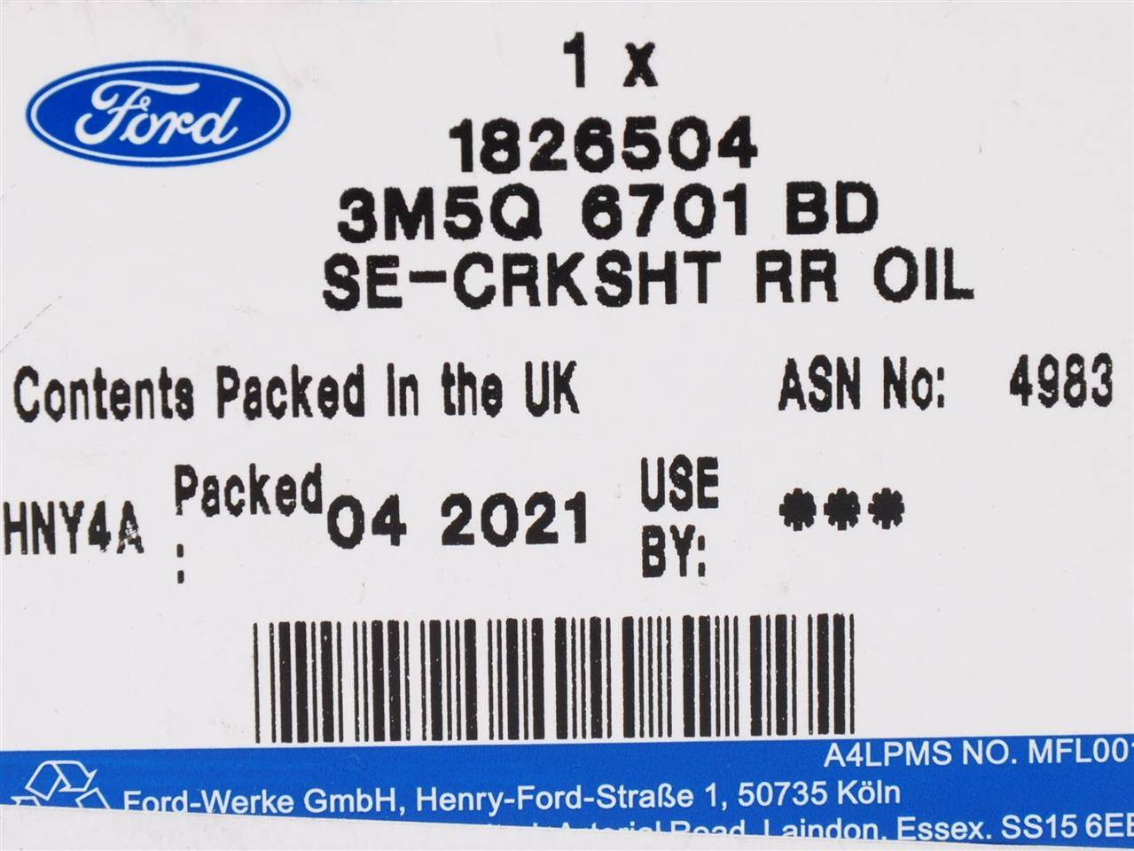 USZCZELNIACZ WAŁU KORBOWEGO TYŁ 2.0 TDCI _ 1826504 _ 3M5Q-6701-BD ...