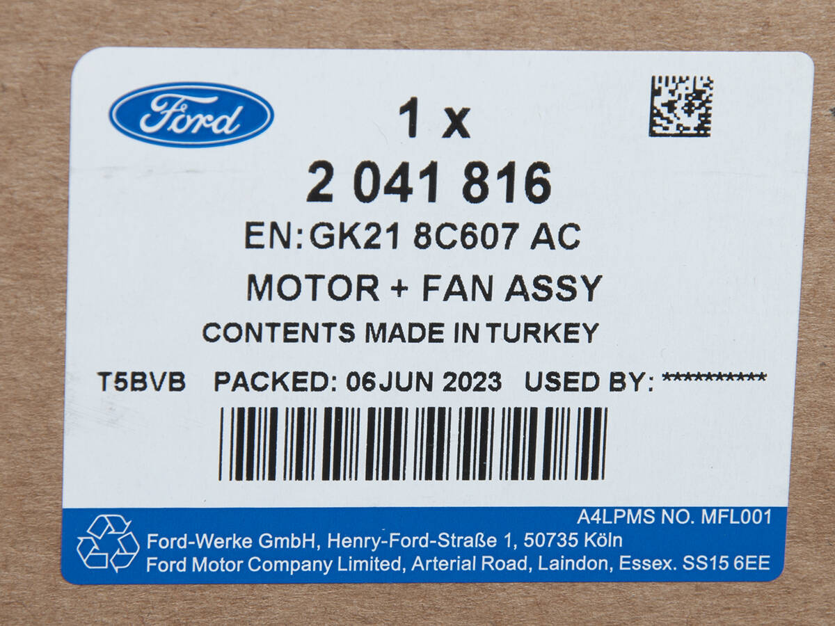 WENTYLATOR CHŁODNICY SILNIKA TRANSIT 14- 19- _ 2041816 _ GK21-8C607-AC ...