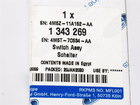 CZUJNIK POŁOŻENIA PEDAŁU SPRZĘGŁA FORD OE _ 1343269 _ 4M5T-7C534-AA ...