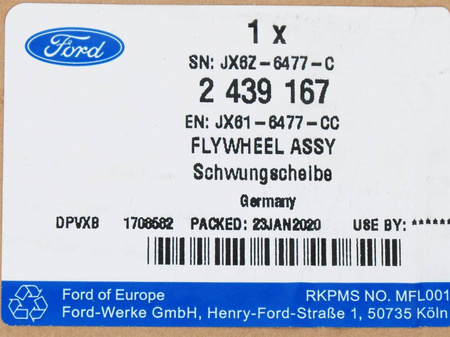 KOŁO ZAMACHOWE 1.5 DURATORQ CONNECT ECOSPORT KUGA _ 2521667 _ JX61-6477 ...