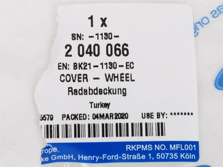 KOŁPAK KOŁA 6.5 X 16'' TRANSIT 16- 19- CUSTOM 15- _ 2040066 _ BK21-1130 ...