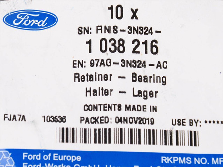 OBEJMA ŁOŻYSKA PODPORY PÓŁOSI FORD WIELE MODELI _ 1038216 _ 97AG-3N324 ...
