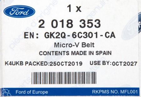 PASEK KLINOWY WIELOROWKOWY FORD 2,0 DIESEL ECOBLUE _ 2018353 _ GK2Q ...