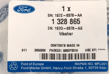 PODKŁADKA KOŁA ZĘBATEGO WAŁU KORBOWEGO 1.8 , 2.0 _ 1328865 _ 1S7G-6378 ...