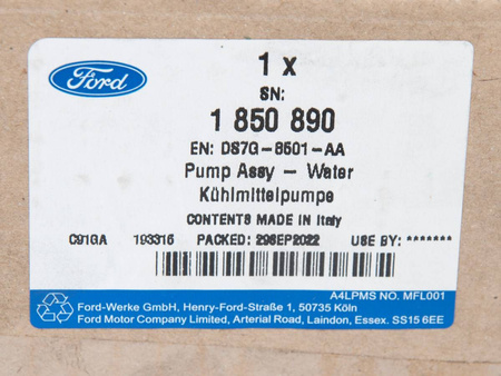 POMPA WODY 1.5 EB ESCAPE USA / FUSION 14- USA _ 1850890 _ DS7G-8501-AA ...