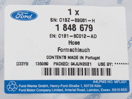 PRZEWÓD NADMIAROWY 1.0 EB B-MAX FIESTA COURIER _ 1848679 _ C1B1-8C012 ...