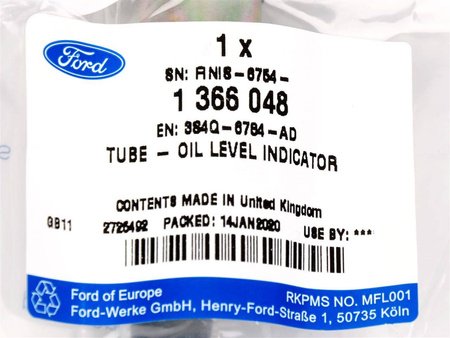 RURKA WSKAZNIKA POZIOMU OLEJU LYNX 1.8 DIESEL _ 1366048 _ 3S4Q-6784-AD ...