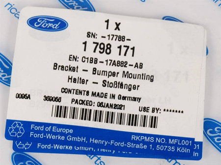 ŚLIZG LEWY ZDERZAKA TYŁ FIESTA 2008-12 2012-17 _ 1798171 _ C1BB-17A882 ...