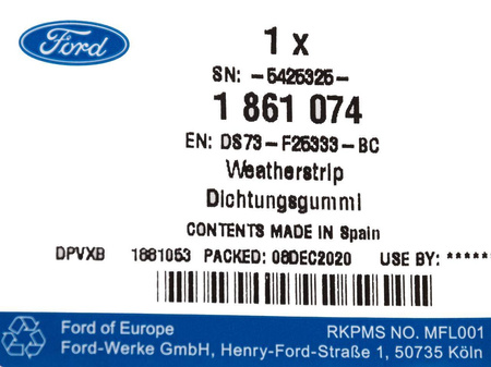 USZCZELKA DRZWI TYŁ LEWA MONDEO 14- SEDAN _ 1861074 _ DS73-F25333-BC ...