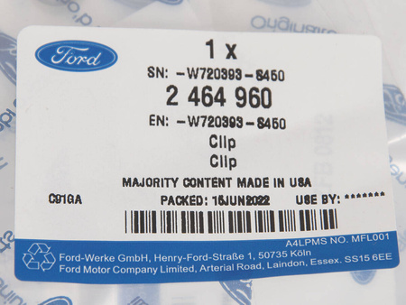 ZACISK EMBLEMATU PRZÓD MUSTANG MACH-E 21- GT _ 2464960 _ W720393-S450 ...